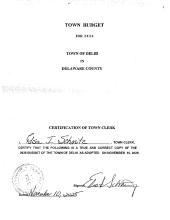 2026 Town Budget | Town of Delhi, NY